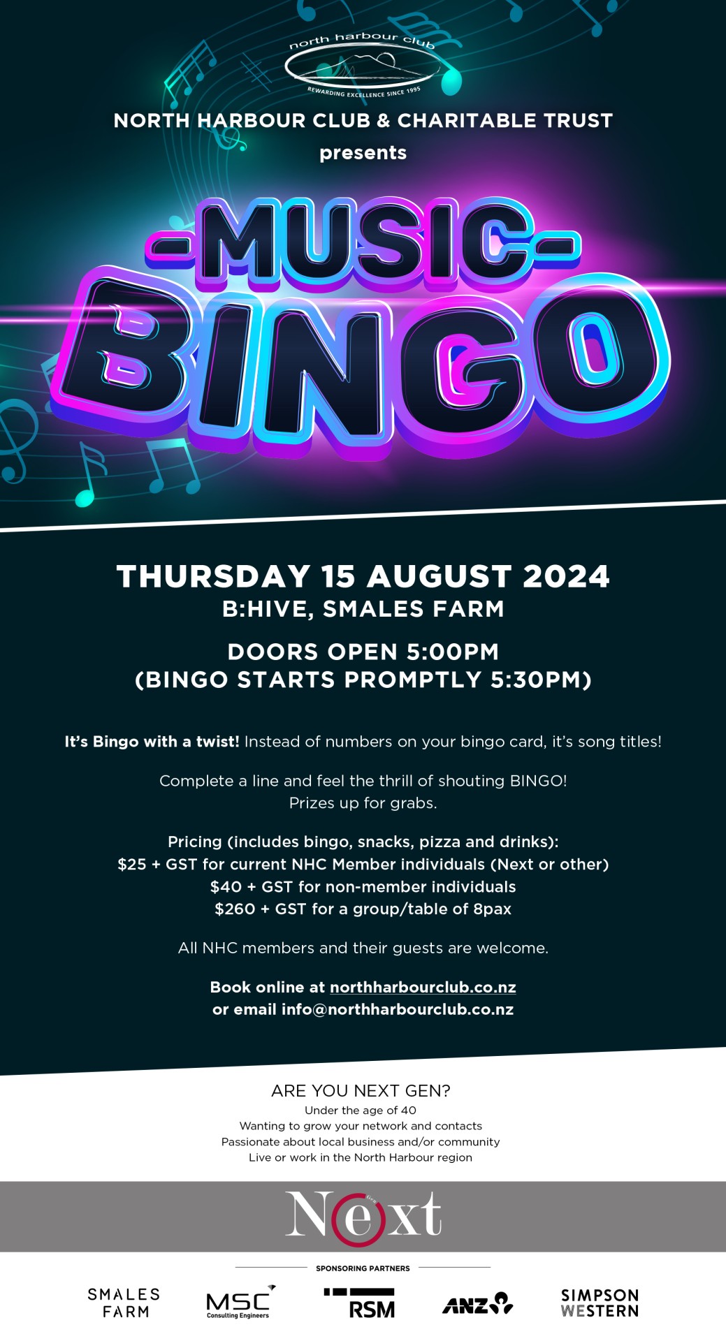 Music Bingo - North Harbour Club